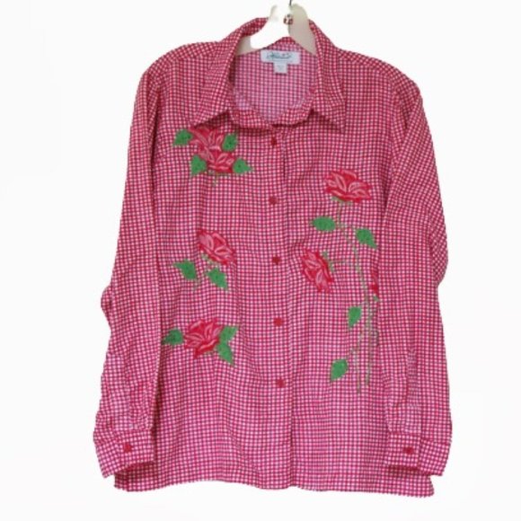 Haband | Tops | Womens Red Color Checkered Blouse | Poshmark